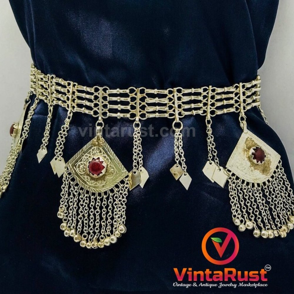 Tribal Belly Chain: Afghan Kuchi Belt With Glass Ston… - Gem